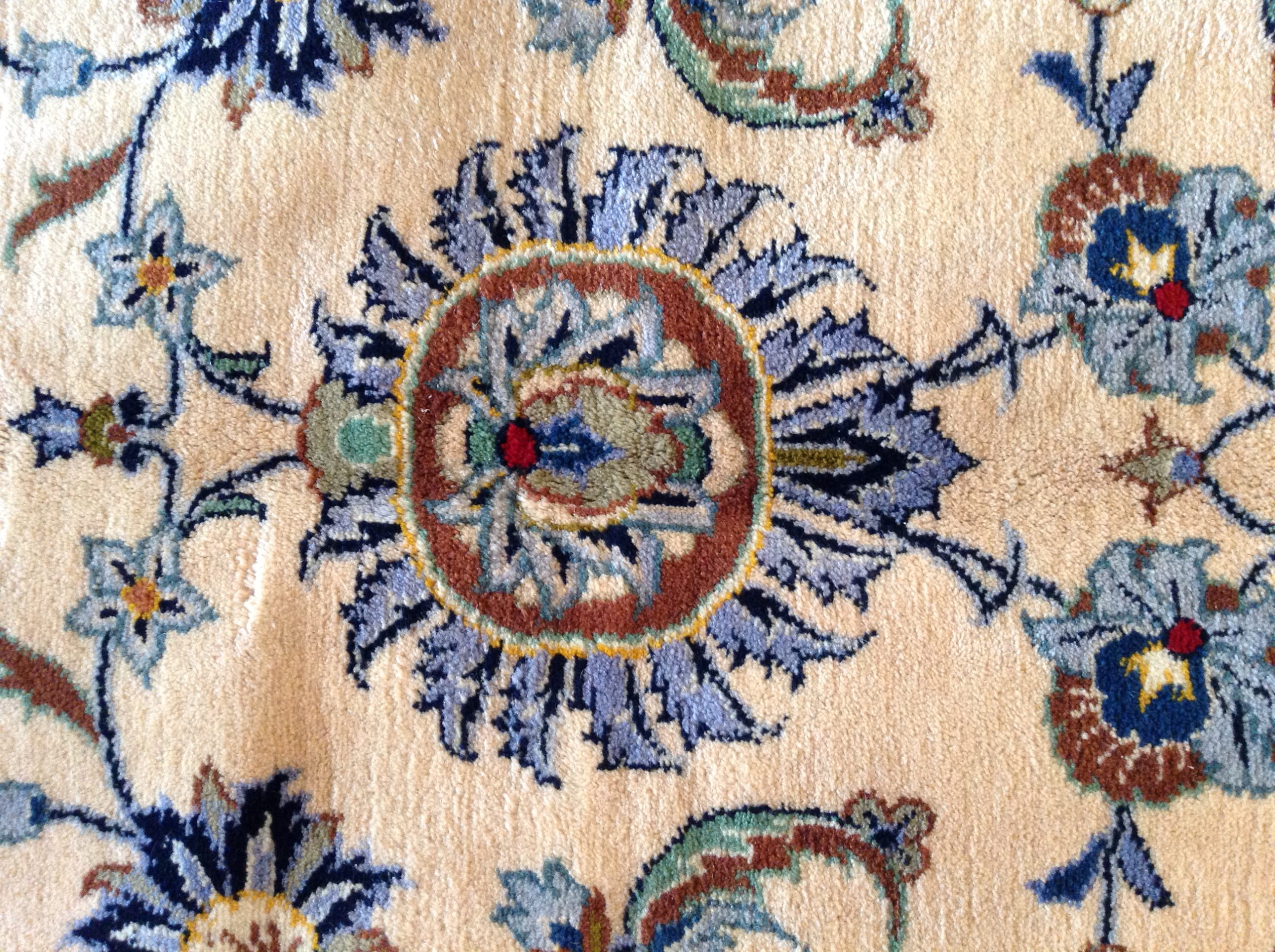 Vintage Keshan Persian White Blue Green 10x18-1 | Manoukian Rugs™